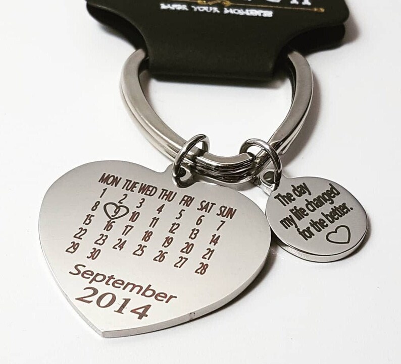 Personalised Heart Shaped Calendar Keyring Valentines - Etsy UK
