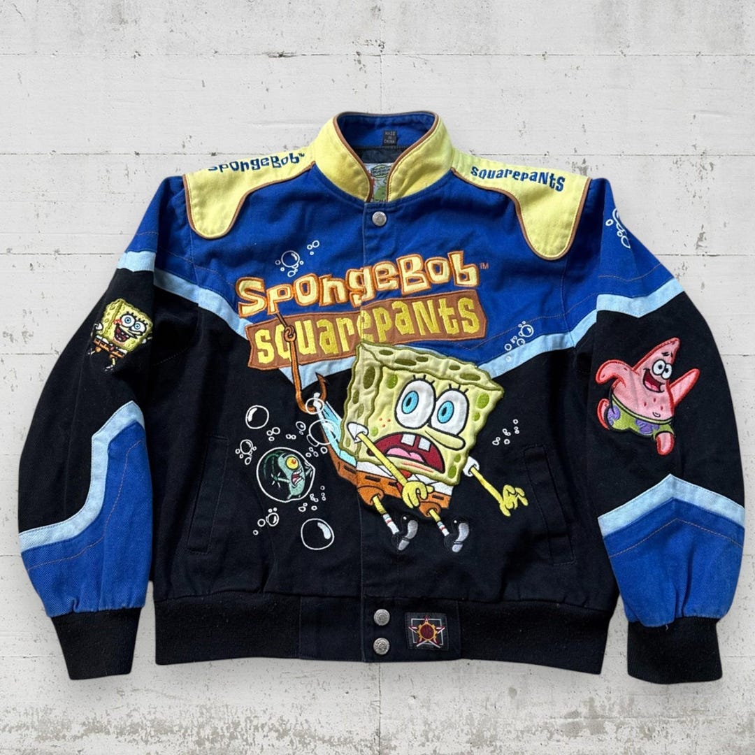 2006 Nickelodeon Jacket Youth L Denim Spongebob Squarepants Embroidered ...
