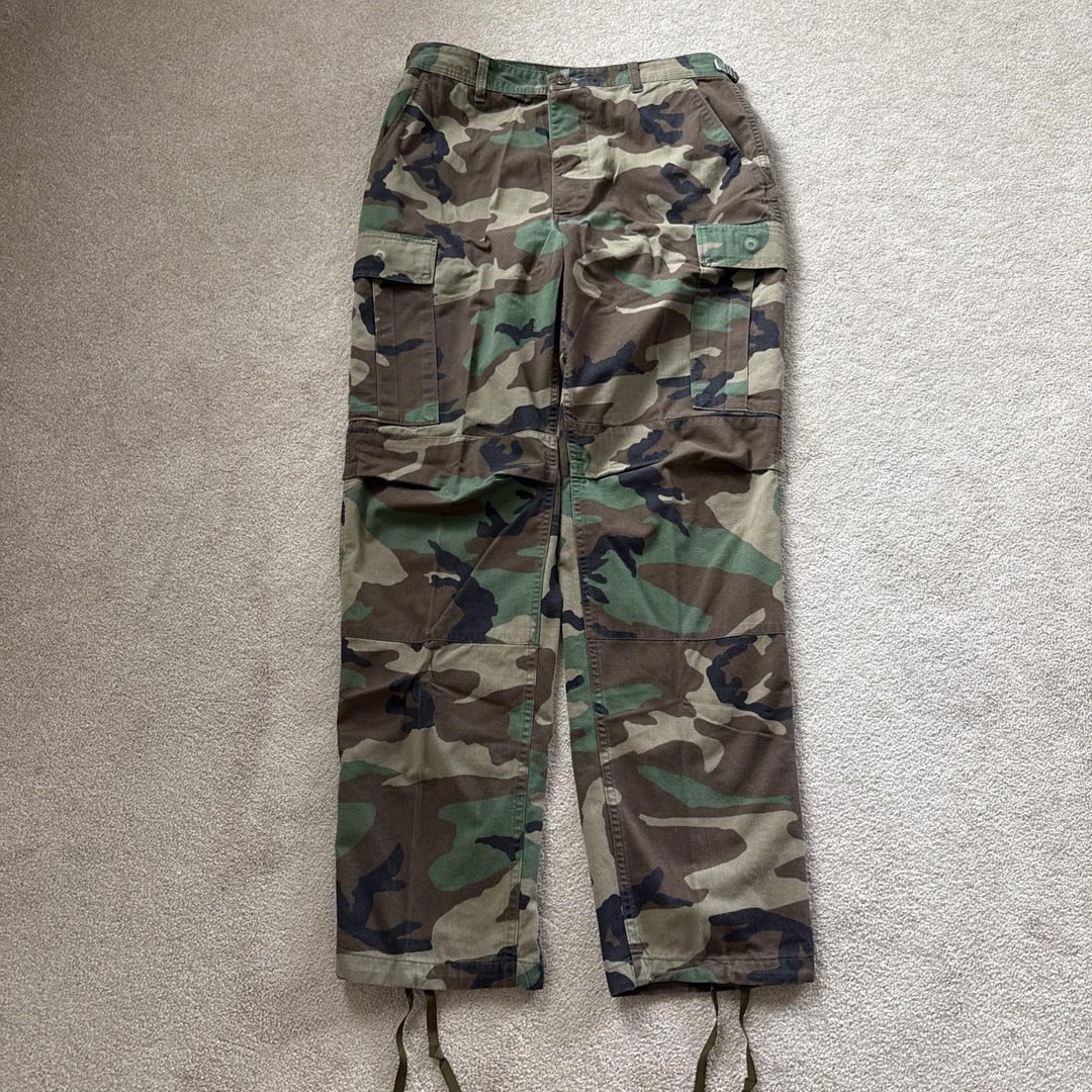 US Military Pants Mens Medium Long Woodland Camo 80s Trouser Combat ...