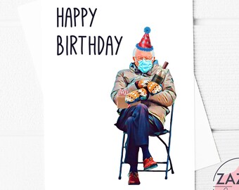 Greeting Card Bernie Sanders Funny Birthday Card, Bernie Sanders Meme ...