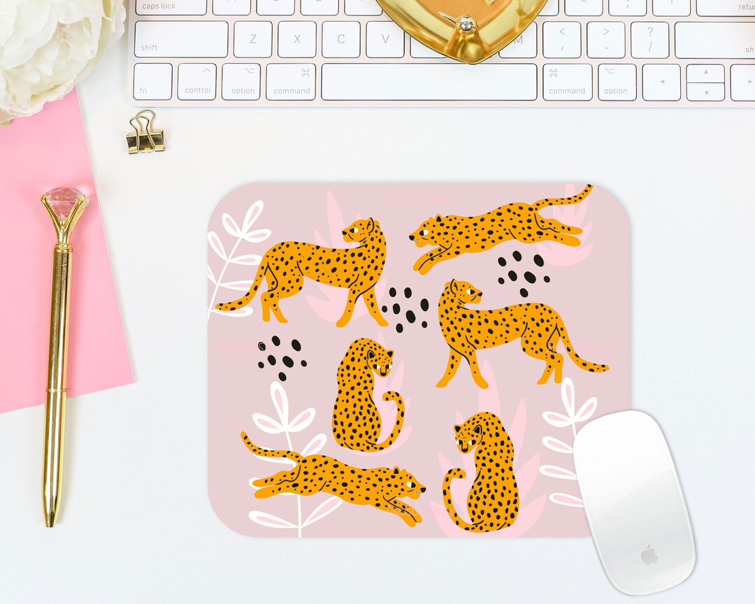 Leopard Mousepad Cute Cheetah Office Decor Mouse Pad Office - Etsy