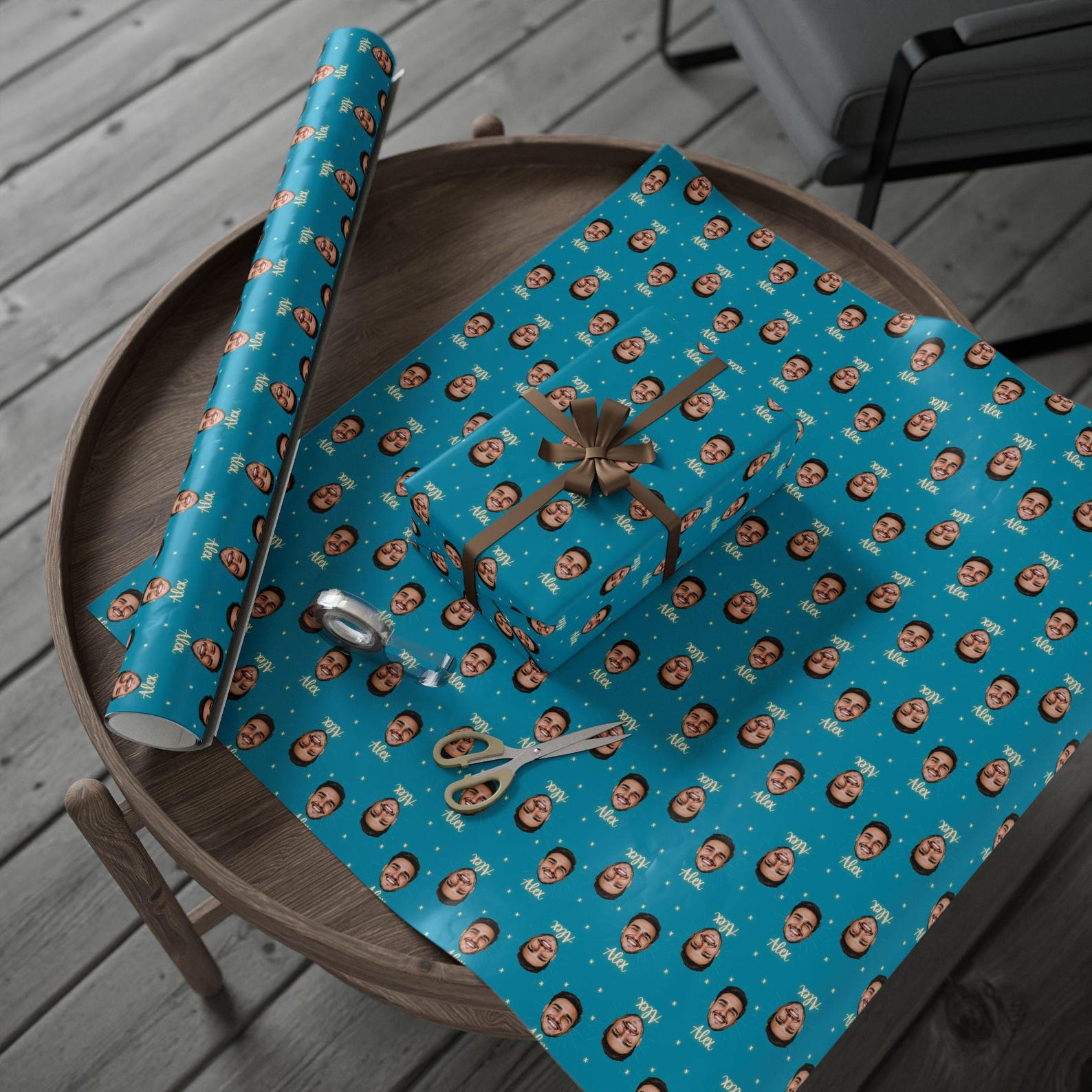 Custom Face Wrapping Paper, Personalized Birthday Christmas Gift Wrap ...