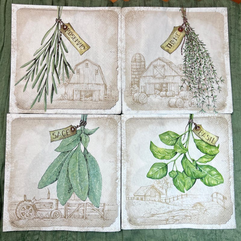 Herb Napkin for Decoupage - Etsy