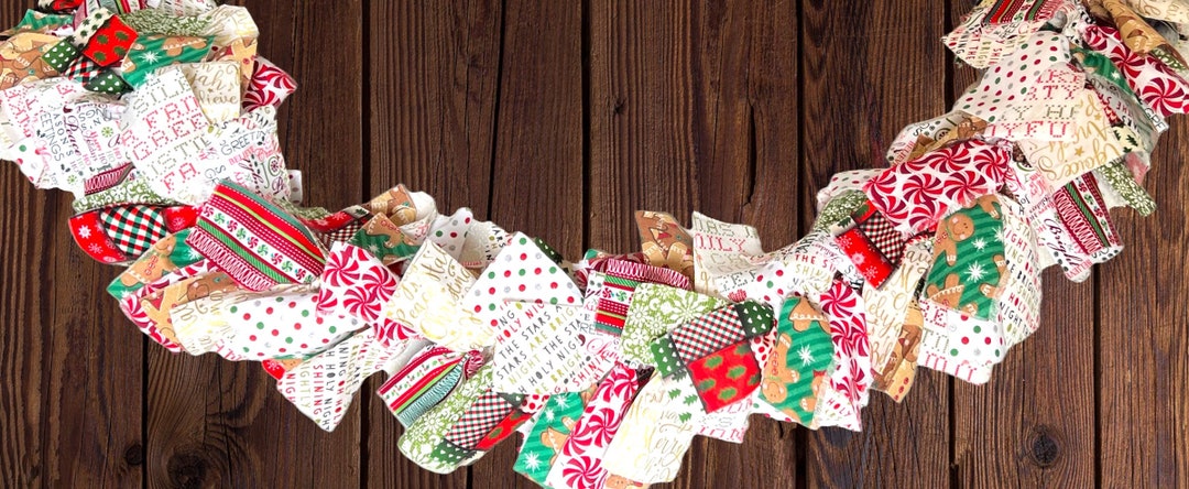 Christmas Rag Garland | Winter Rag Garland | Farmhouse Rag Garland - Etsy