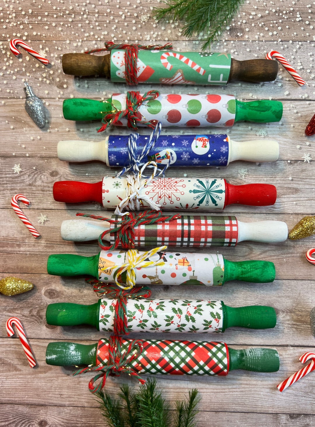 Painted Christmas Mini Rolling Pin: Tiered Tray Decor - Etsy