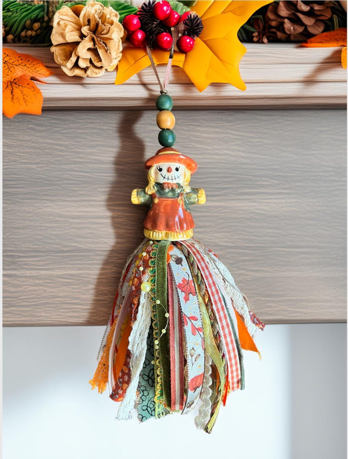 Mini Fall Girl Scarecrow Tassel | Salt Shaker Tassel - Etsy