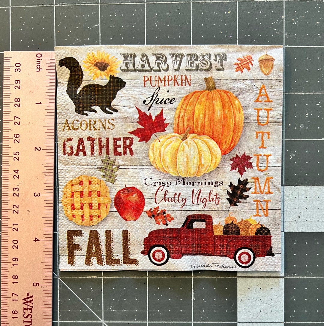 Fall Themed Decoupage Napkin - Etsy