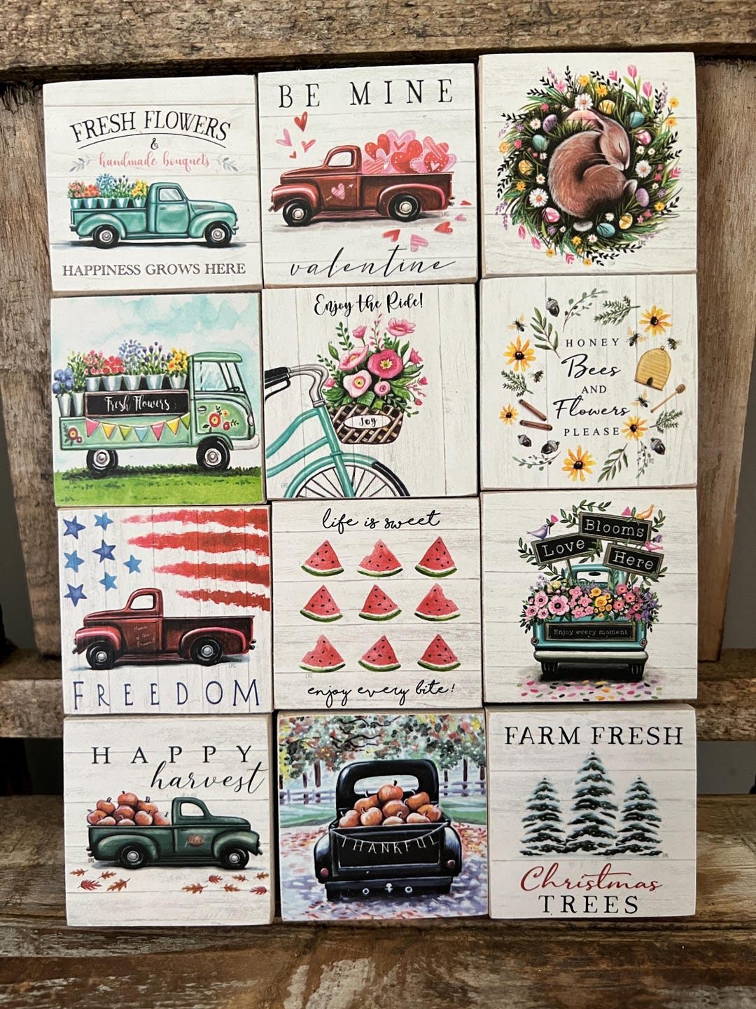 Farmhouse Refrigerator Magnets (design #4) - Etsy