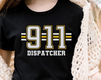 911 Dispatcher Tshirt for Police First Responder Thin Gold Line Tee ...