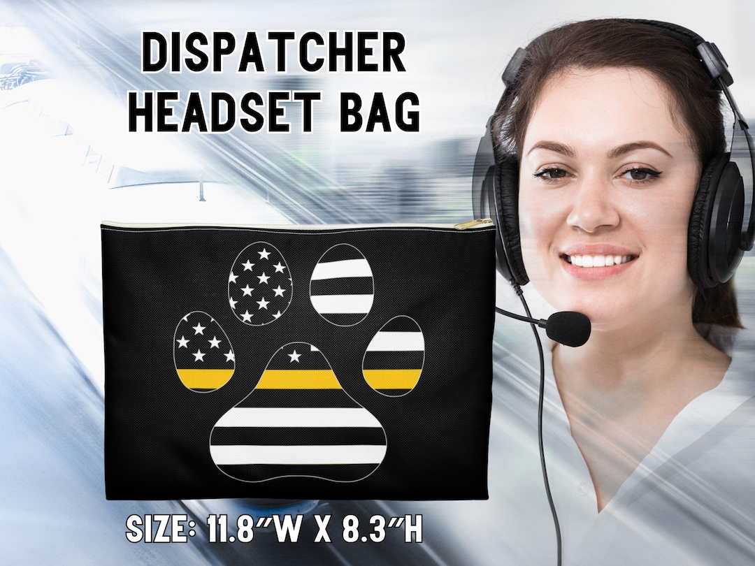Paw Print Thin Gold Line Dispatcher Headset Bag for 911 First Responder ...