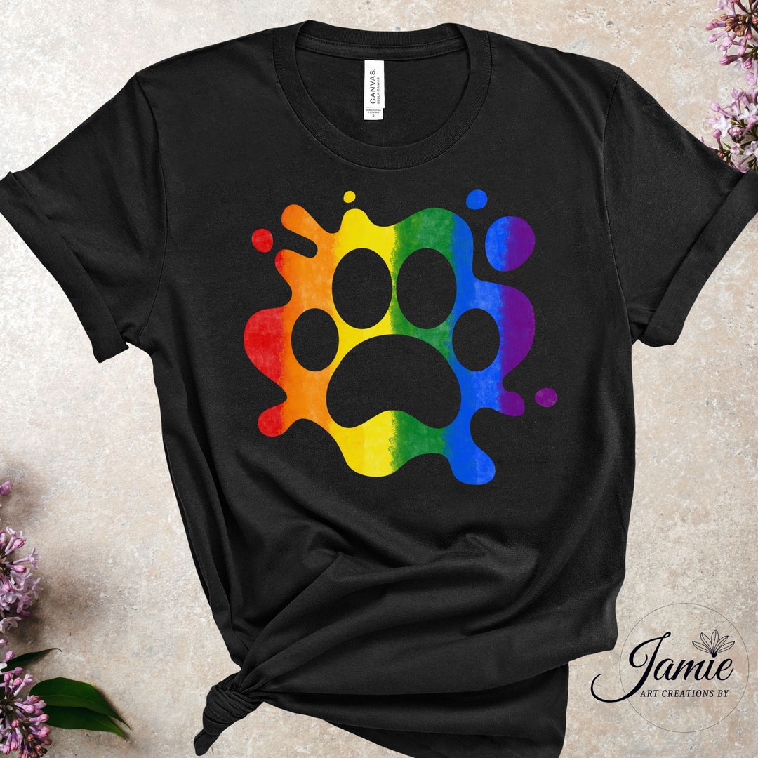 Gay Pride Paw Print Tshirt for Dog Owner Pride Paw Shirt LGBTQ Tee ...