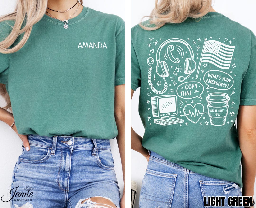 911 Dispatcher Doodle Comfort Colors Custom T Shirt, Personalized ...