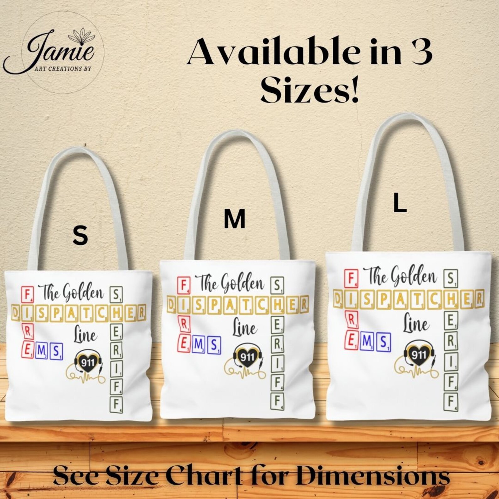 Fun Thin Gold Line Dispatcher Tote Bag for Fire, Sheriff and EMS 911 ...