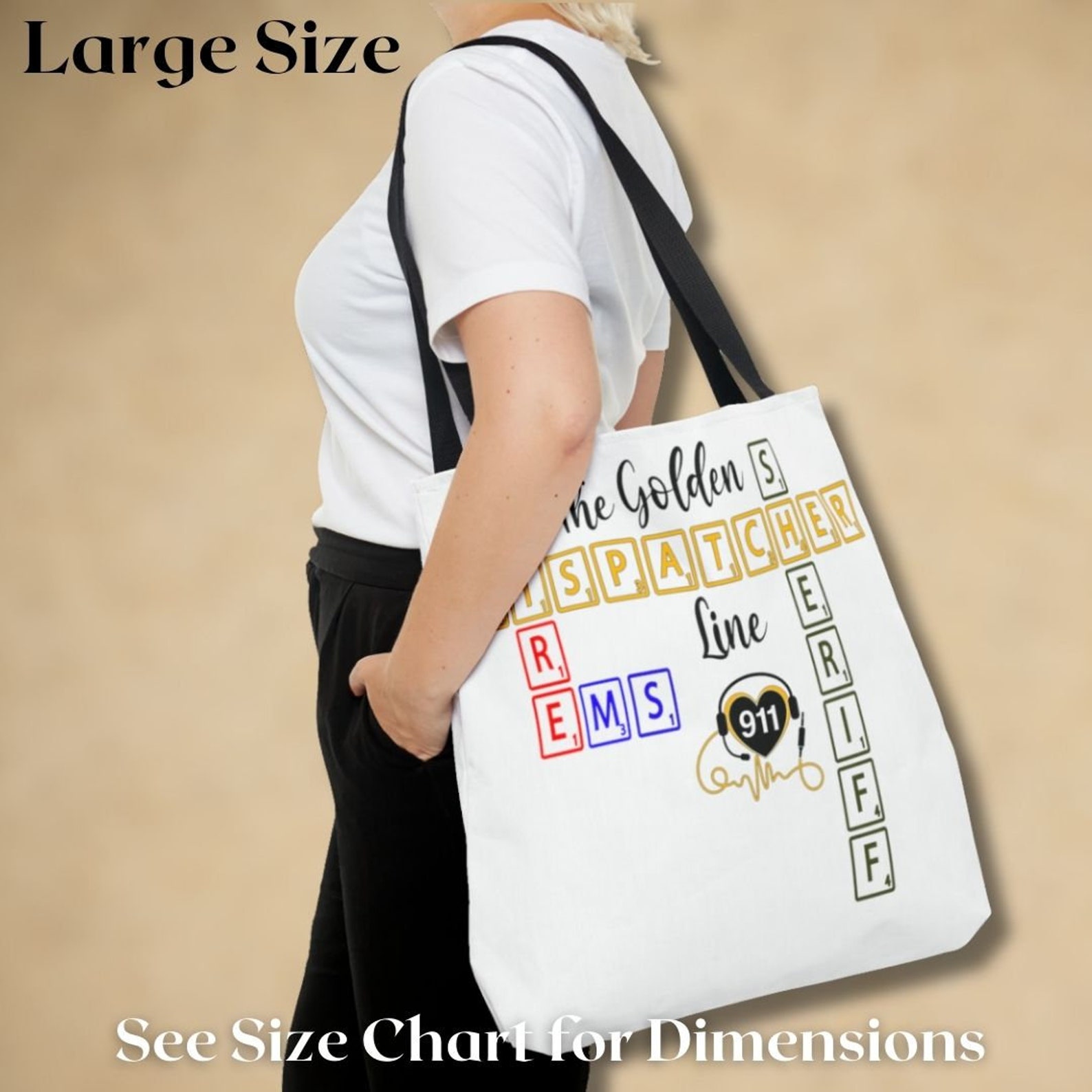 Fun Thin Gold Line Dispatcher Tote Bag for Fire, Sheriff and EMS 911 ...