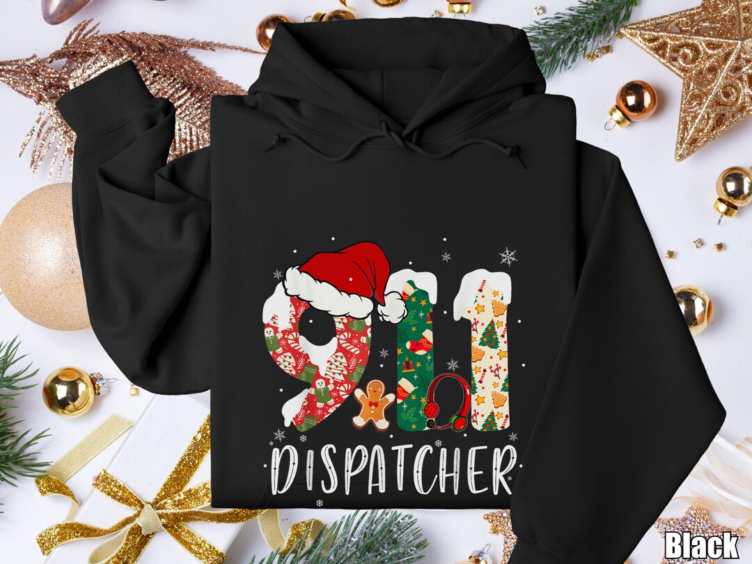 Funny Dispatcher Christmas Hoodie, Police Emergency Operator Pullover ...