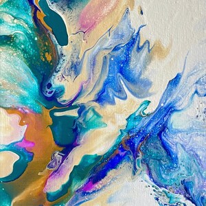 Original Acrylic Pour Painting Dutch Pour Fluid Art Handmade Blue ...