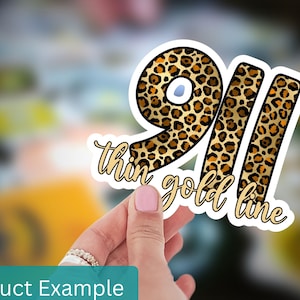 Thin Gold Line 911 Sticker, 911 Dispatch Vinyl Decal Sticker, 911 ...