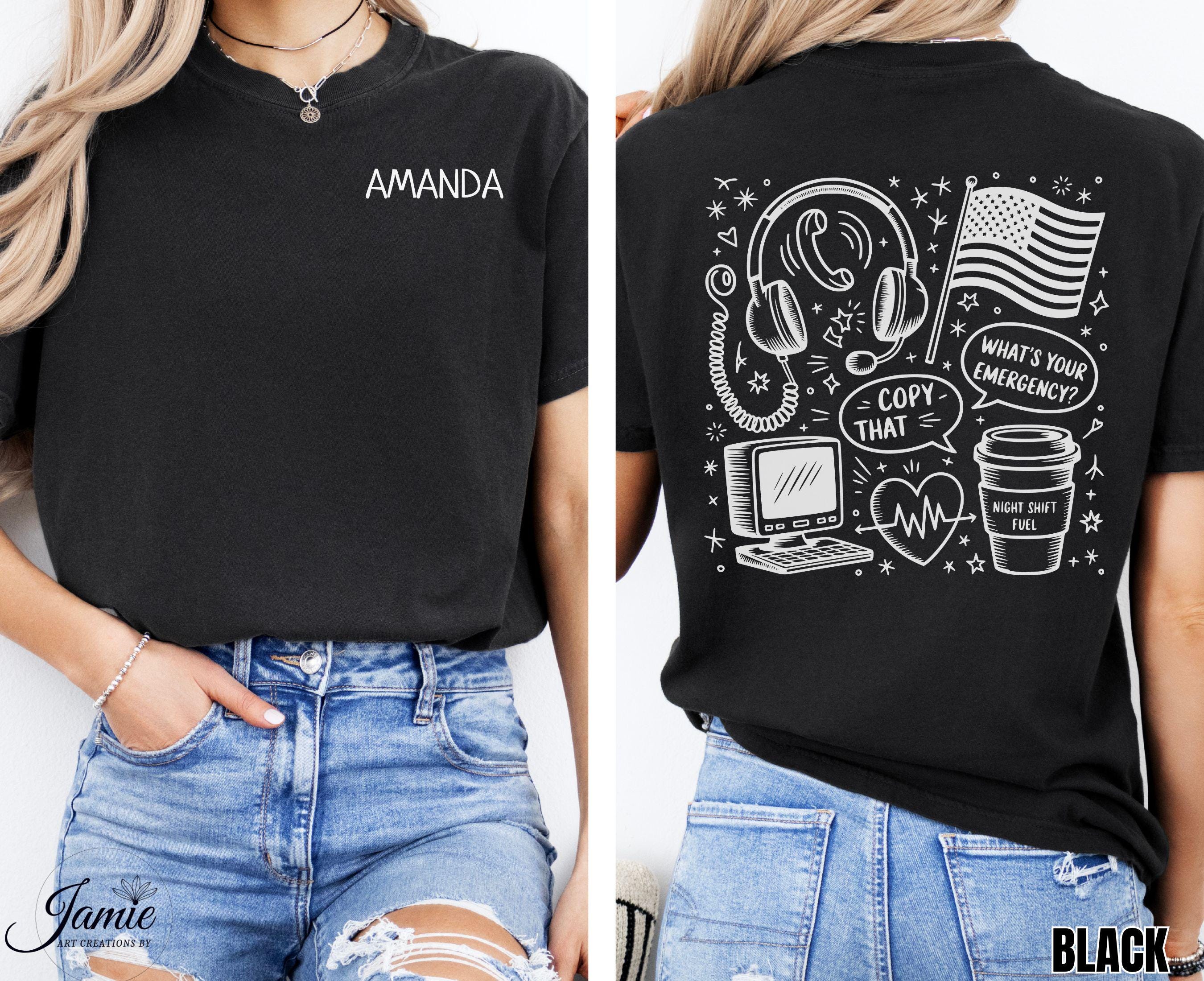 911 Dispatcher Doodle Comfort Colors Custom T Shirt, Personalized ...