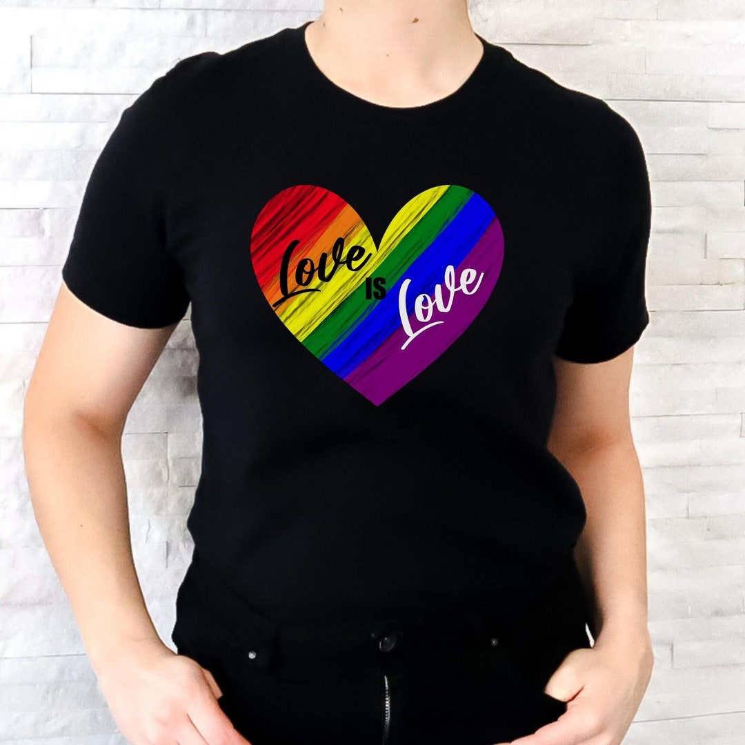 Gay Pride Tshirt, Rainbow Clothing for Lesbians, Queer Love is Love Tee ...