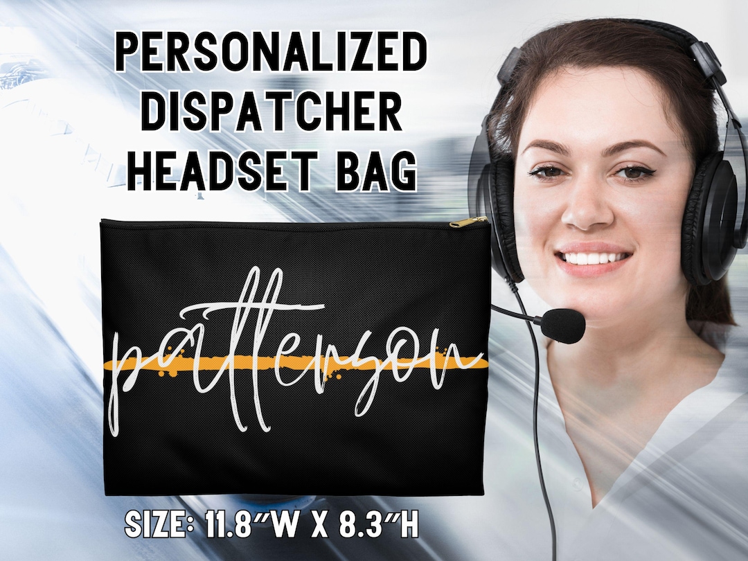 Personalized Dispatcher Headset Bag for 911 Thin Gold Line Responder ...