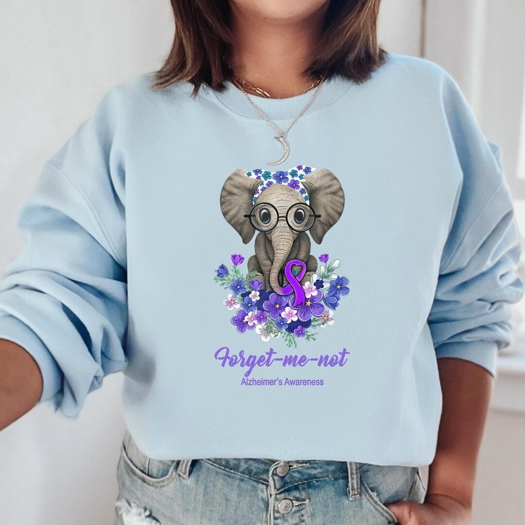 Forget Me Not Elephant Crewneck Sweatshirt, Alzheimer’s Awareness ...