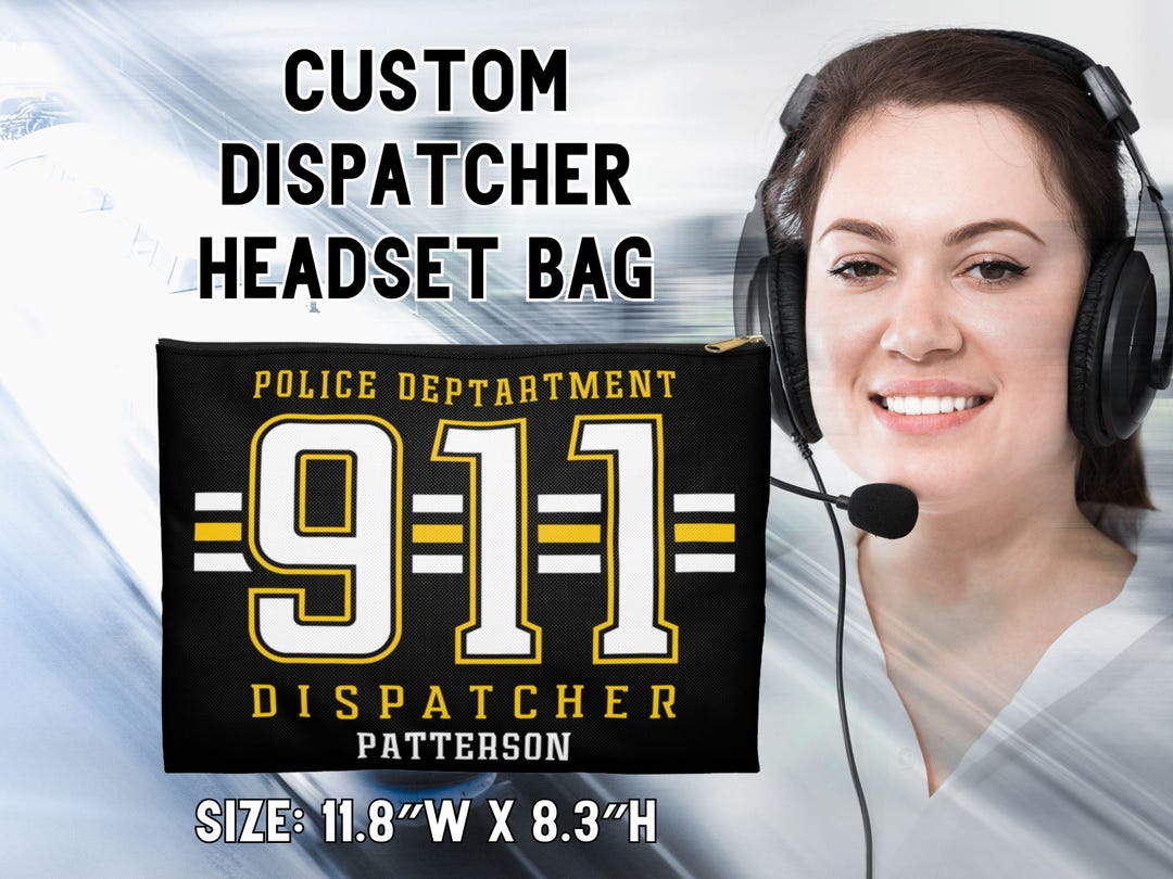 Personalized Dispatcher Headset Bag for 911 Thin Gold Line First Responder Appreciation Gift ...