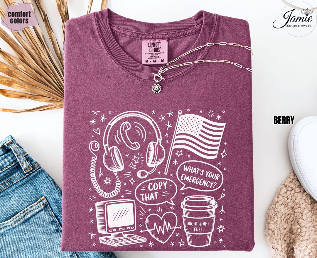 911 Dispatcher Doodle Comfort Colors T-shirt, Dispatch Week ...