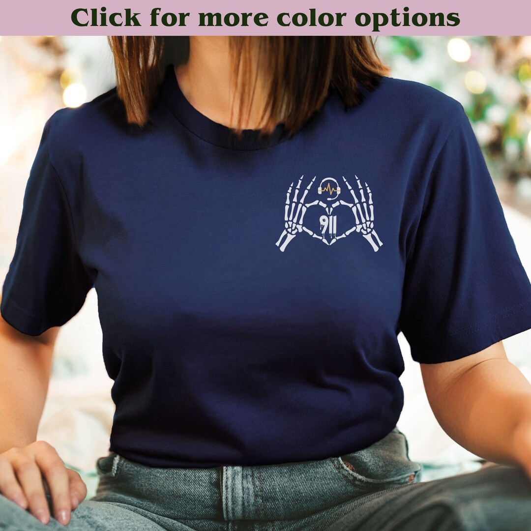 911 Dispatcher Shirt, Dispatch Thin Gold Line T-shirt, Skeleton ...