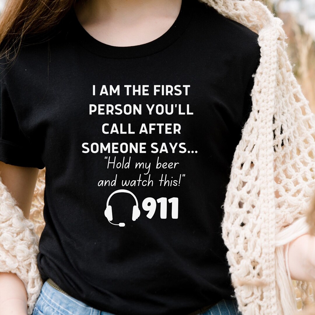 Funny 911 Dispatcher Shirt Thin Gold Line Tee Dispatch Tshirt for First ...