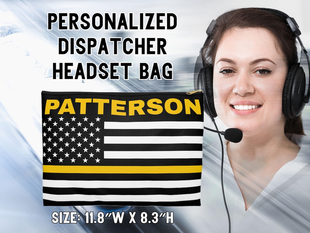Personalized Thin Gold Line Dispatcher Headset Bag for 911 Sheriff ...
