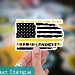 Dispatcher Thin Gold Line Flag 911 Sticker Vinyl 911 Decal Sticker 911 ...