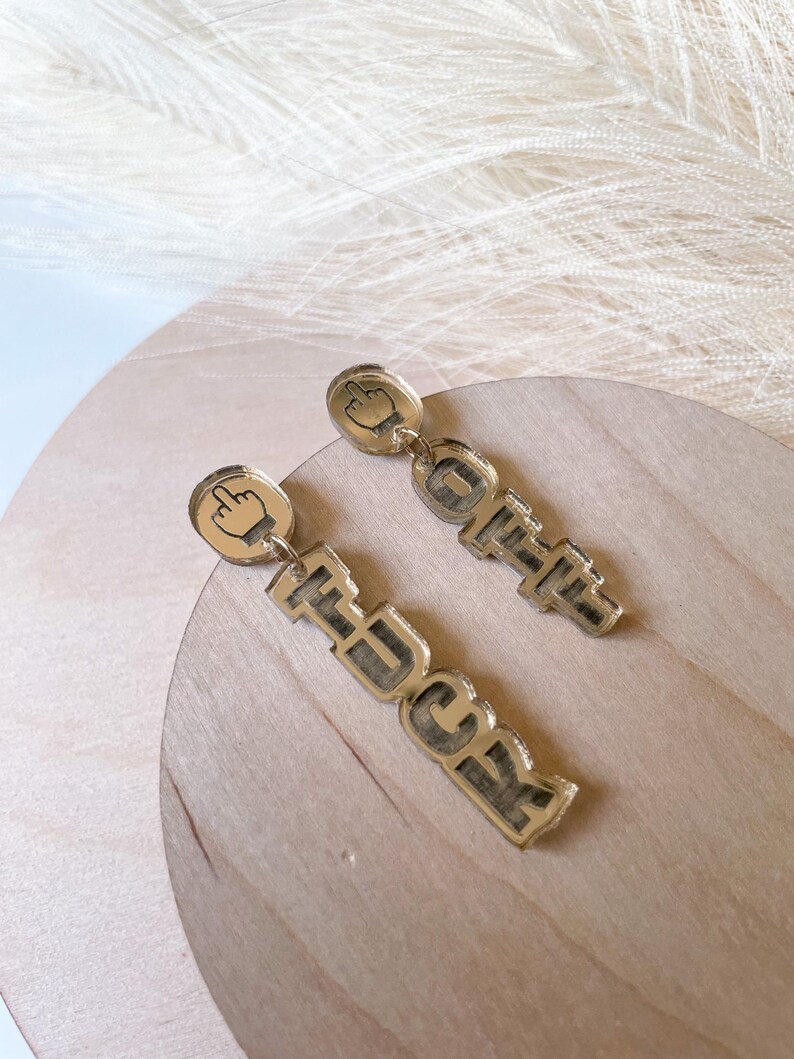 Middle Finger F OFF Earrings, Funny Acrylic Dangle Studs - Etsy