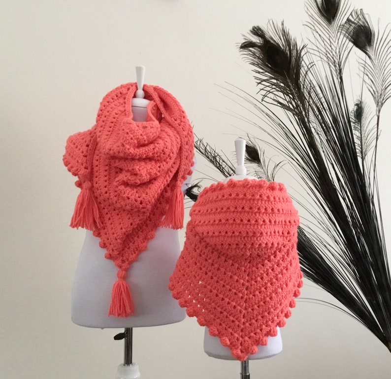 PDF Crochet PATTERN Mia Baby Girl Triangular Shawl With Hood Option N ...