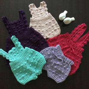 Crochet PATTERN Daphne Baby Romper Playsuit Diaper Cover Pattern N 492 ...
