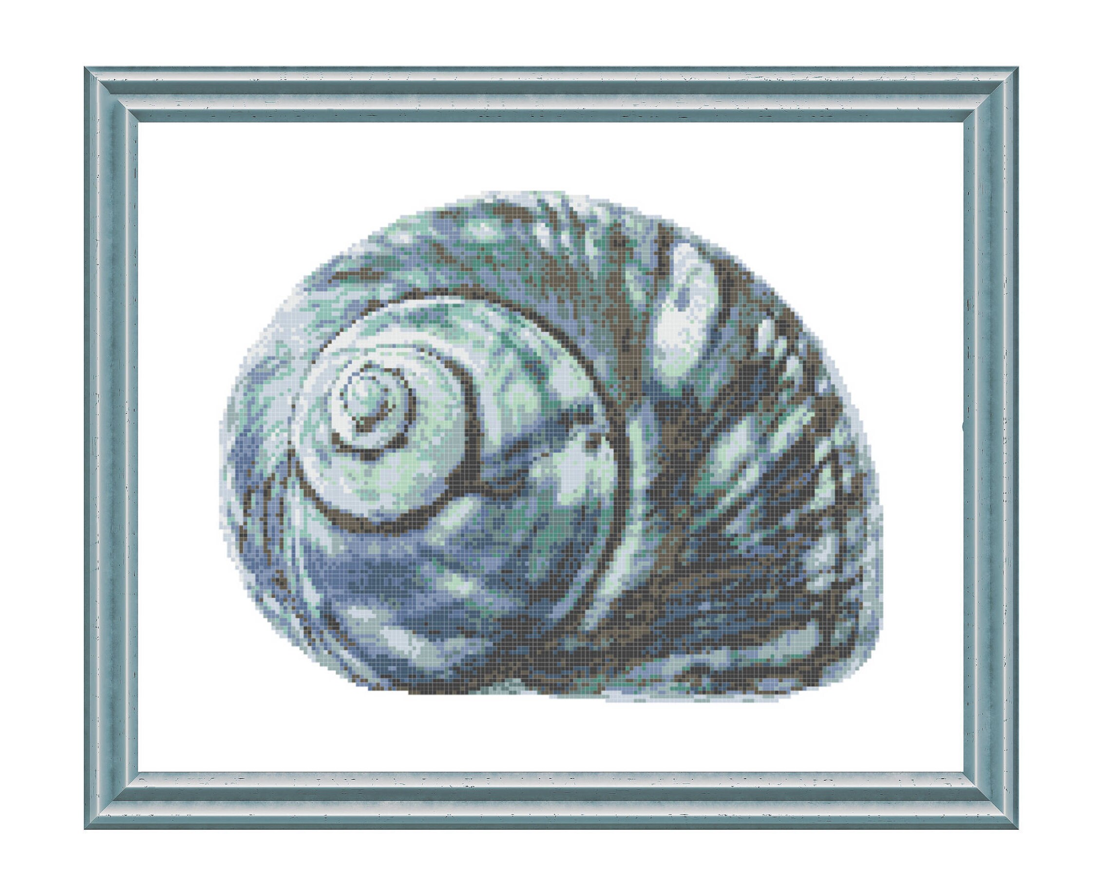 Blue Sea Shell Cross Stitch Pattern Instant Download Sea - Etsy