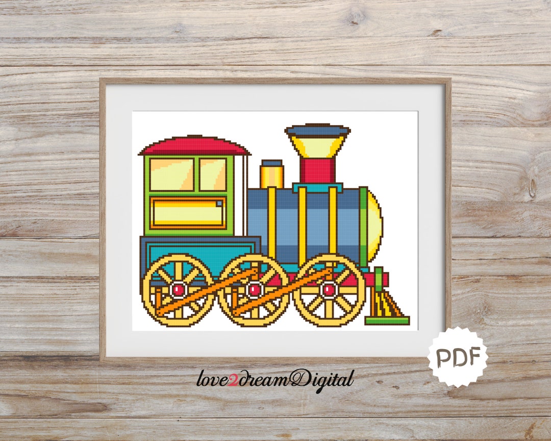 Train Cross Stitch Pattern, Kids Toy Cross Stitch Chart, Steam Train ...