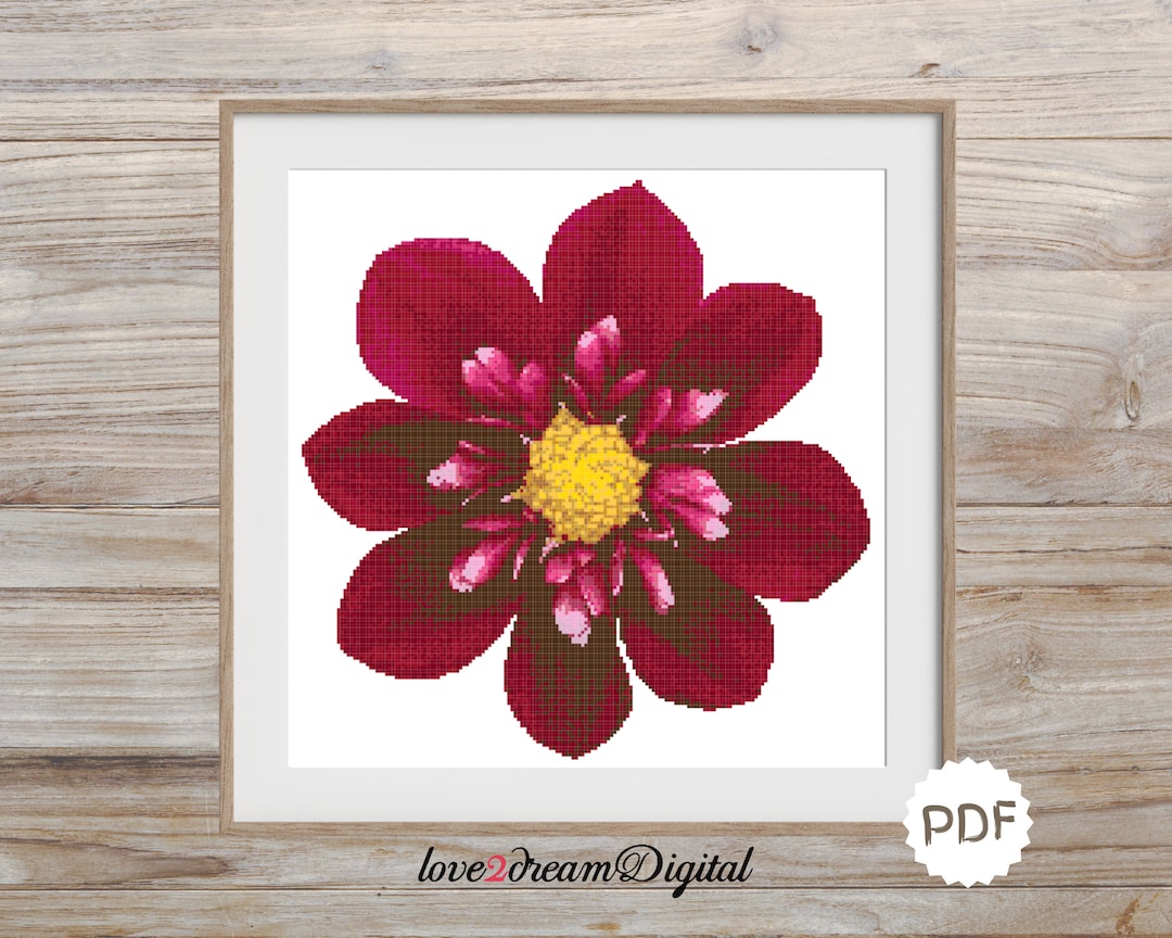 Dahlia Cross Stitch Pattern, Dahlia Cross Stitch Chart, Printable ...