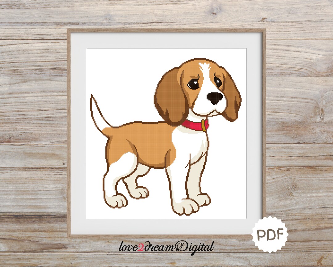 Cute Beagle Cross Stitch Pattern, Beagle Puppy, Instant Download ...