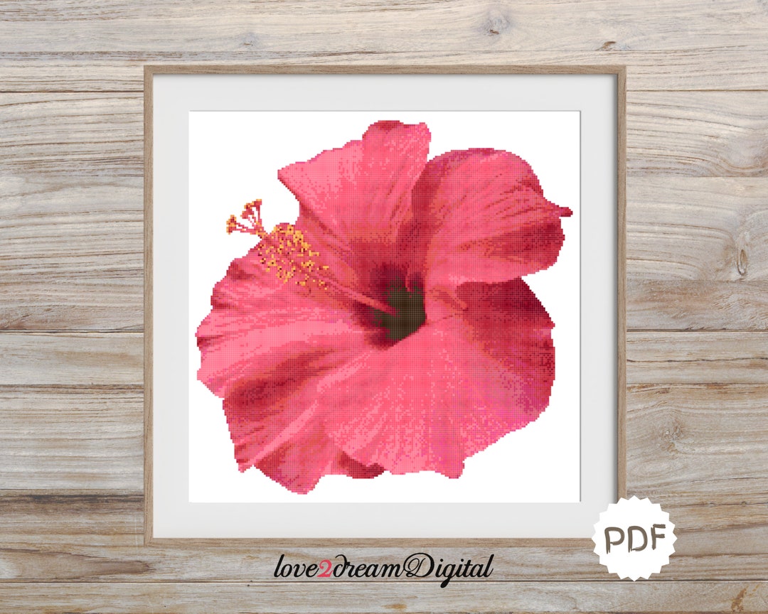 Hibiscus Cross Stitch Pattern, Pink Hibiscus, Instant Download PDF ...