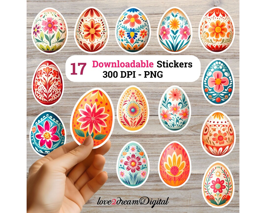 Easter Eggs Stickers, Colorful Easter Printables, Spring Journal ...