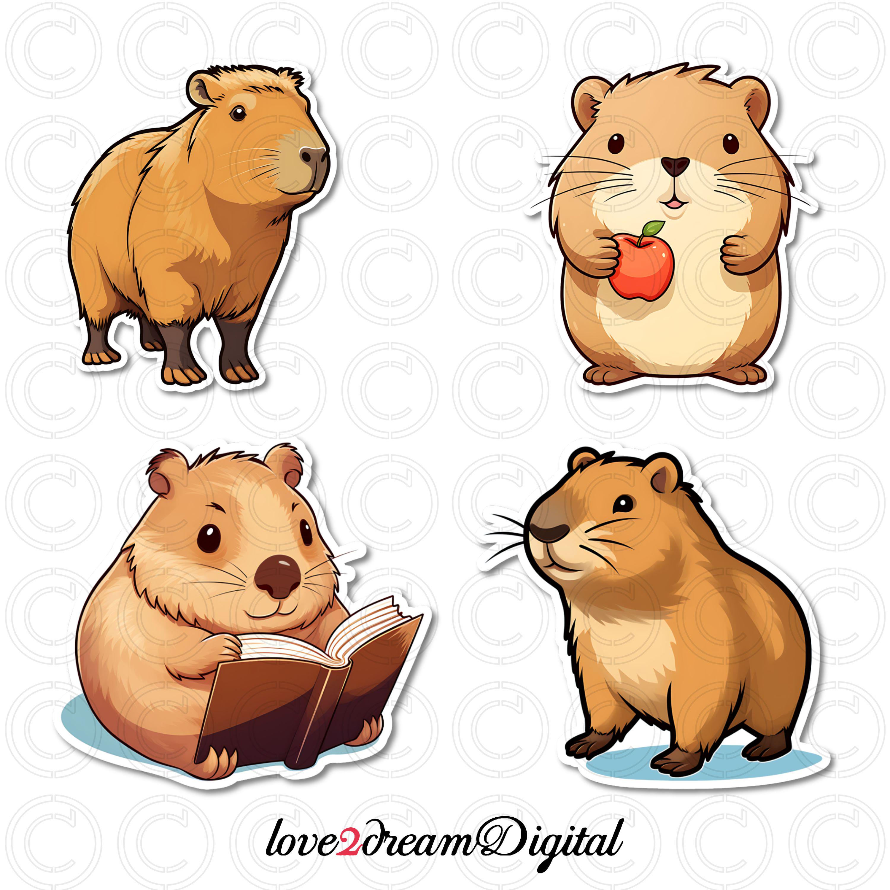 Cute Capybara PNG Stickers – Kawaii Animals – Funny Digital Sticker ...