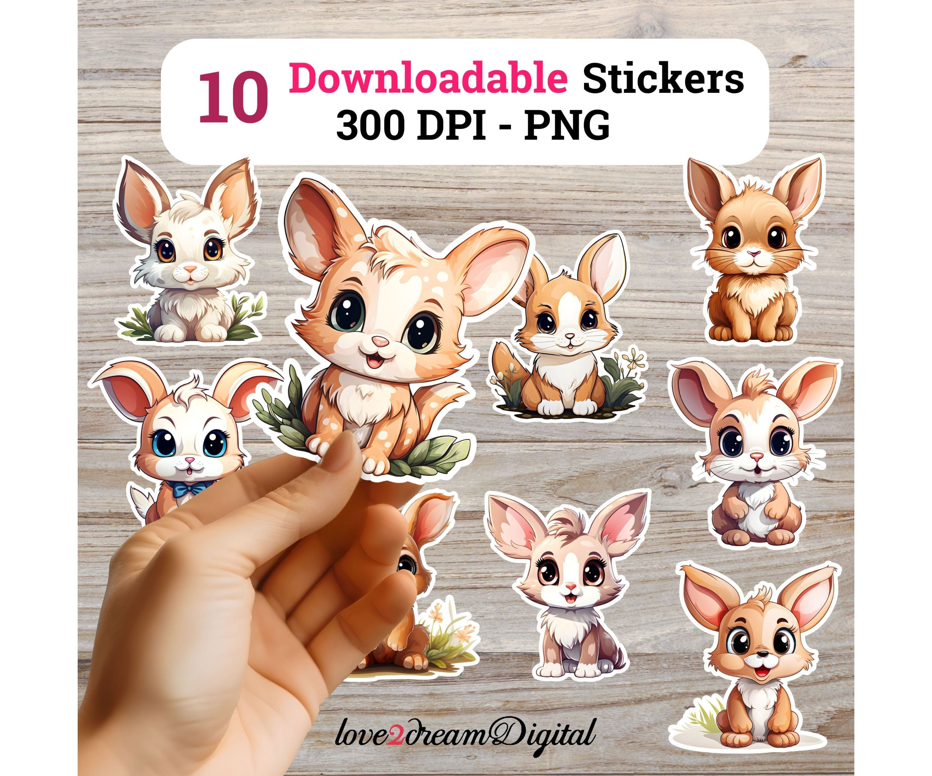 Cute Bunny Kawaii Stickers, Rabbit Stickers, Easter Bunnies, Print and ...