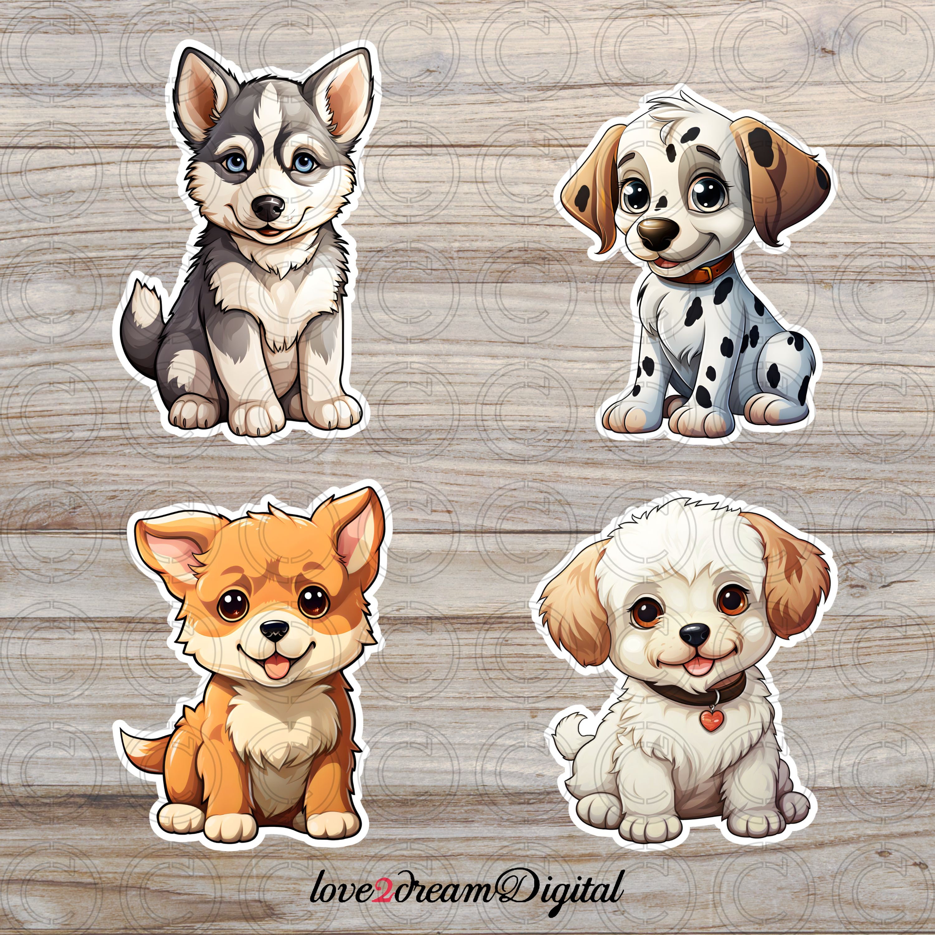 Dog Stickers PNG, Adorable Puppy Sticker Collection, Downloadable Dog ...