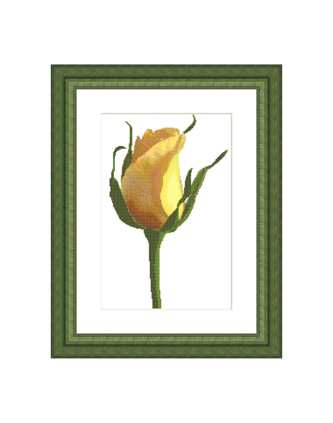 Yellow Rosebud Cross Stitch Pattern Yellow Rose Instant - Etsy