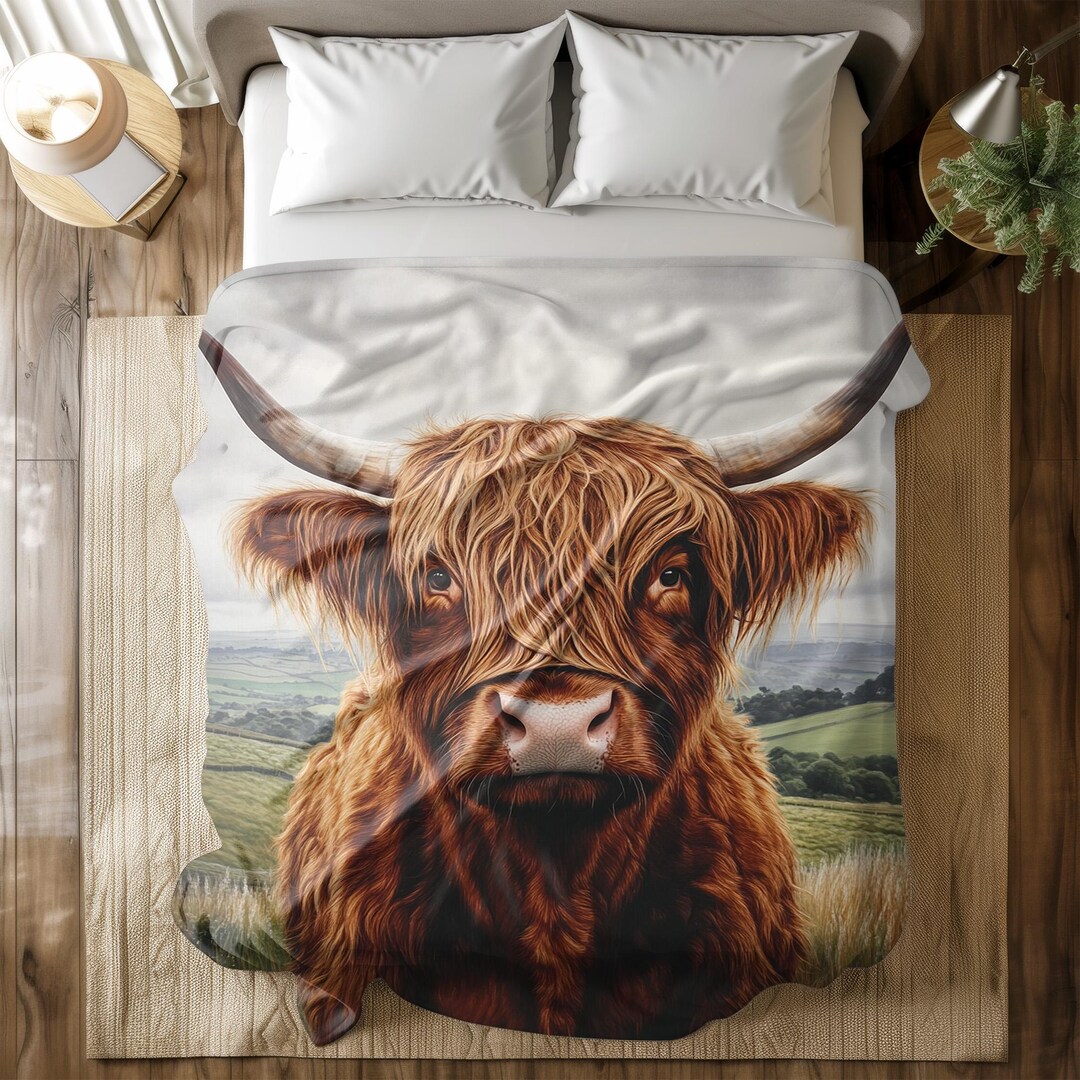 Highland Cow Throw Blanket – Soft and Warm Washable Home Décor With ...