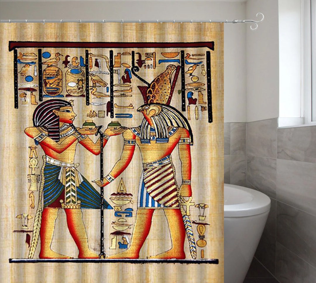Egyptian Shower Curtain Ancient Egypt Theme Bath Decor Washable ...