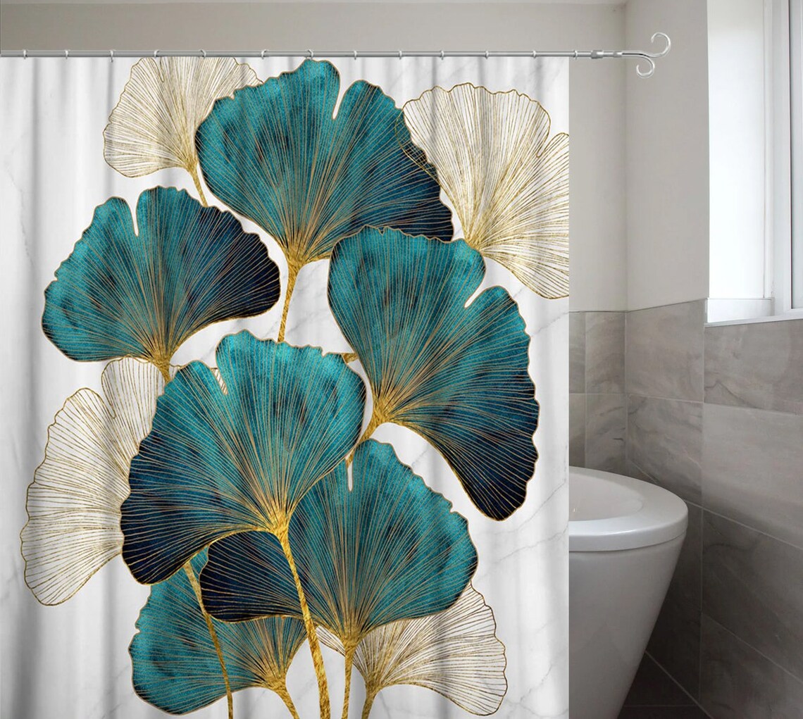 Ginkgo Leaf Shower Curtain Ginkgo Biloba Modern Elegant Aesthetic ...