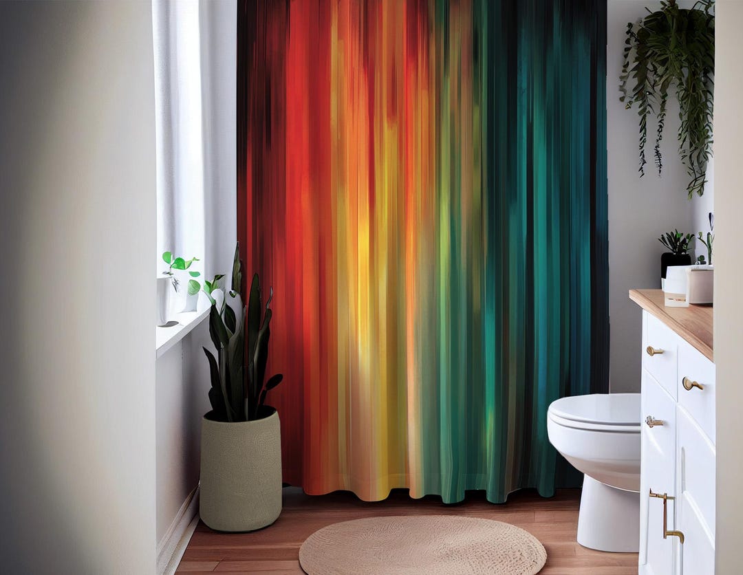 Abstract Gradient Bath Curtain - Modern Bathroom Decor - Waterproof ...
