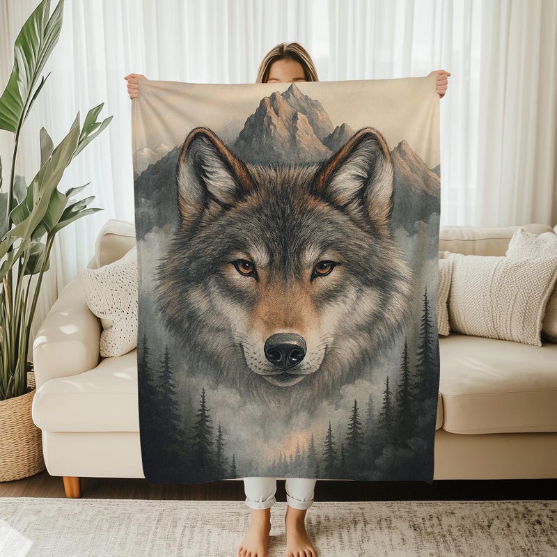 Wolf Fleece Throw Blanket - Etsy UK