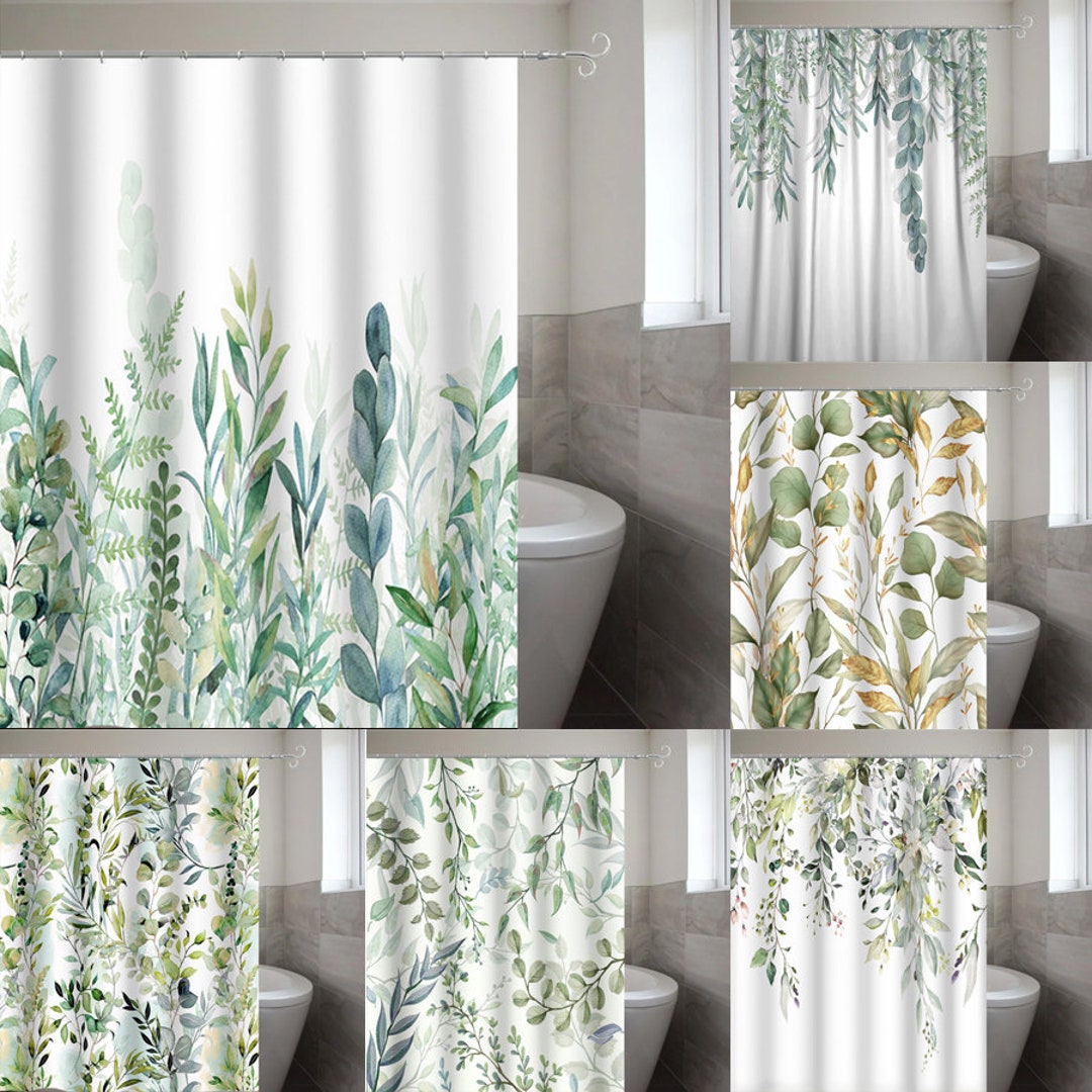 Green Leaf Shower Curtain Green Leaves, Plants, Botanical Bath Decor ... Green Leaf Shower Curtain Green Leaves, Plants, Botanical Bath Decor ...